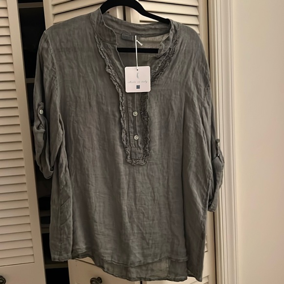 M Made In Italy | Tops | Made An Italy Linen Beautiful Tap | Poshmark